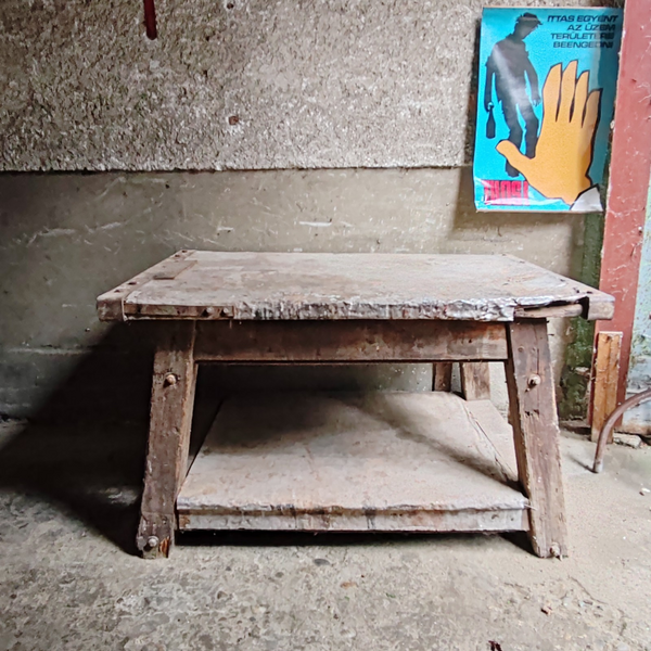 Large Antique Workhorse Table – Rustic Heavy Stable Workbench, Thick ...