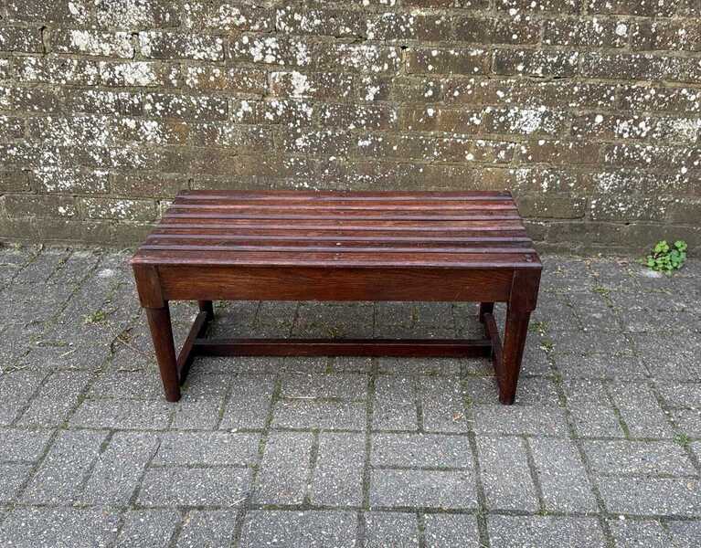1900s Solid Oak Bench, Wooden Luggage Rack, Shoe Rack, Antique Bench ...