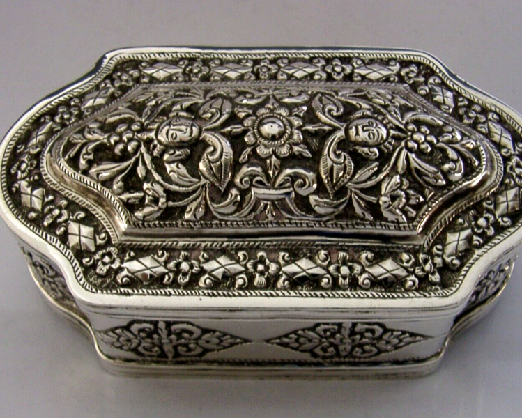 Good Size 132g Indian Ceylon Solid Silver Table Box C1900 Antique ...
