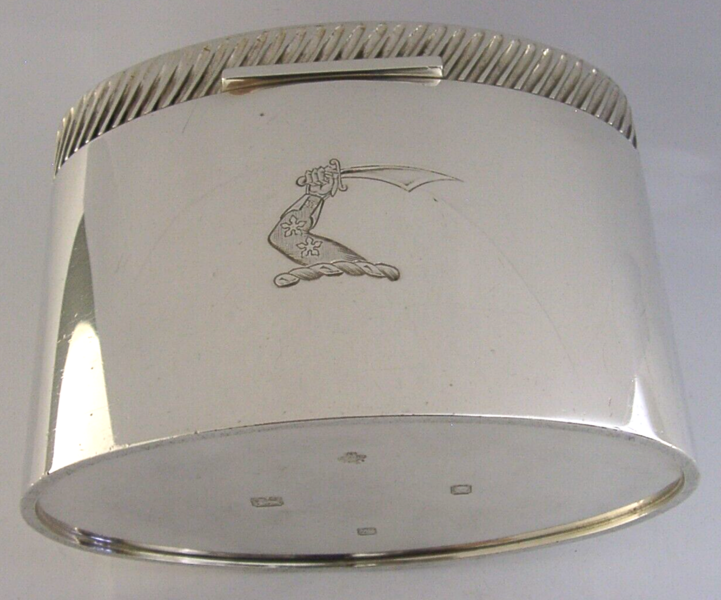 Anthony Elson Heavy 548g English Solid Silver Crested Table Biscuit Box ...