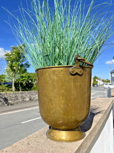 Vintage Indian Brass Hanging Pail Water Grain Ice Balti Bucket Flower ...