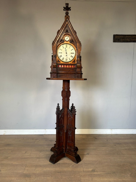 Antique Oak Gothic Triple Fusee Bracket Clock | Vinterior