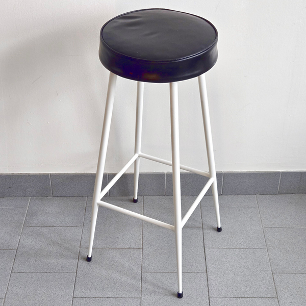 Vintage 1950s Black Skai & White Lacquer Metal Bar Stool 50s Rockabilly ...