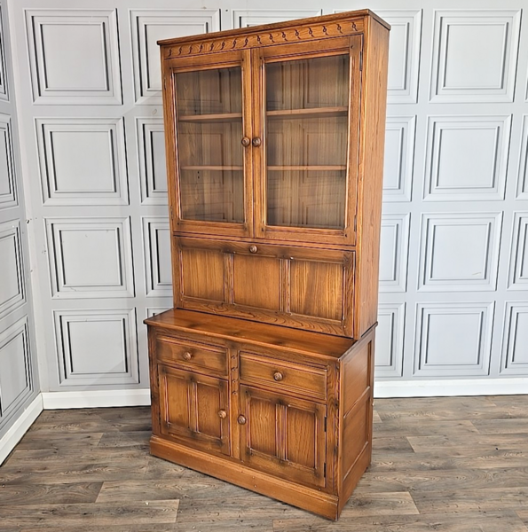 Vintage Ercol Mural Wall Cupboard Display Drinks Cabinet Shelves Golden ...