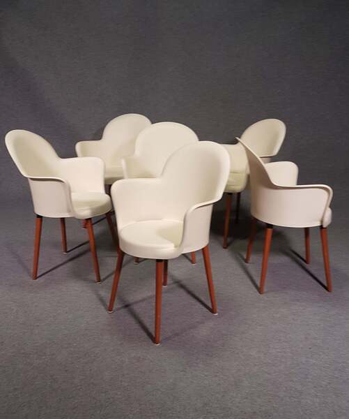 Set 6 Sintesi Gogo Chairs With Wooden Legs By Marcello Ziliani, 1990s ...