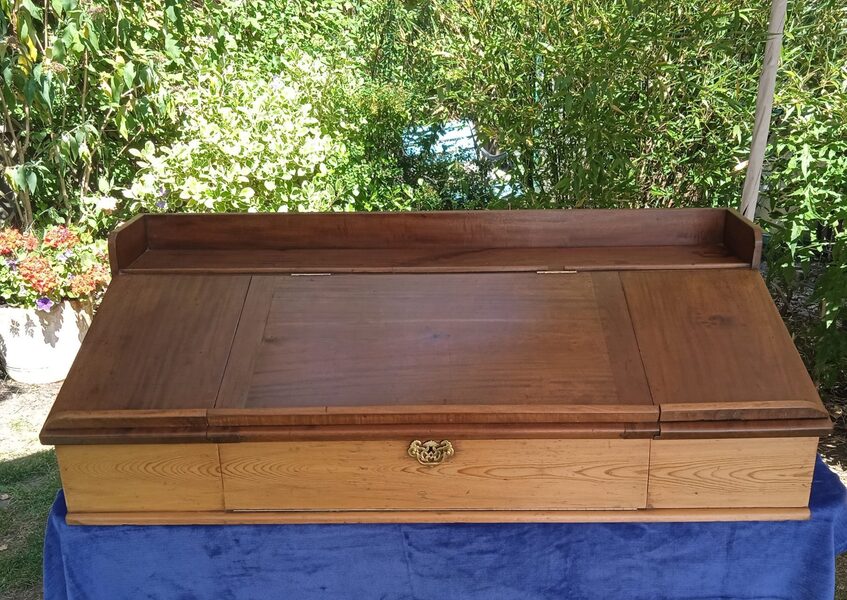 Antique Pine Table Top Writing Slope With Hinged Top. | Vinterior