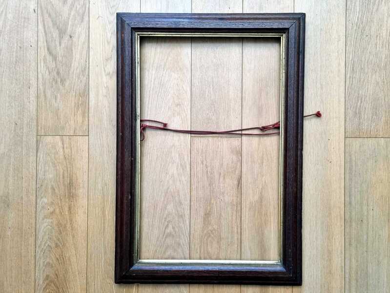 Large English Antique Oak Wood Painting Frame With Gilt Insert ...