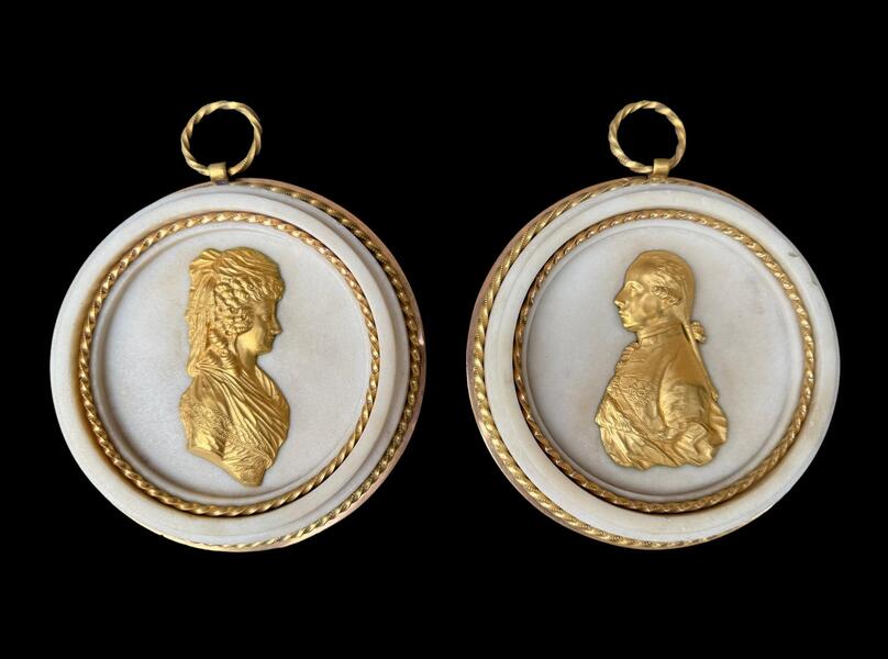 A Pair Of Late Louis XVI Ormolu Mounted And White Marble Portrait ...