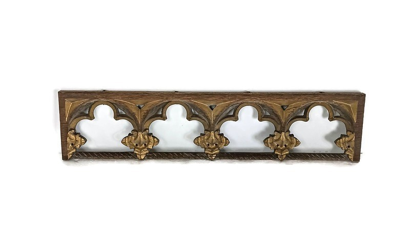 Antique Small French Gothic Tracery Frame Filigree Pediment Two Toned ...