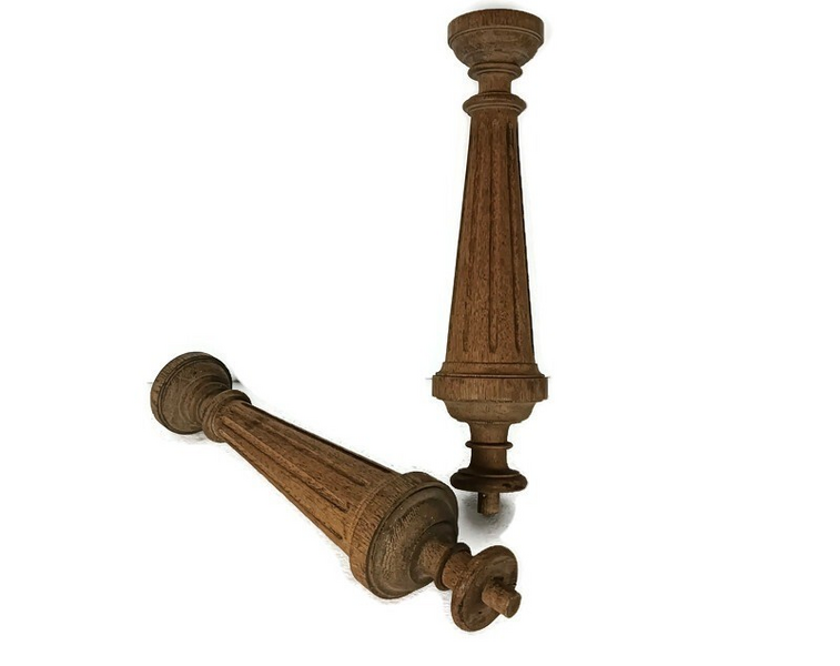 Set Of 2 Large Reclaimed Carved Wood Large Spindles Balusters Trim ...