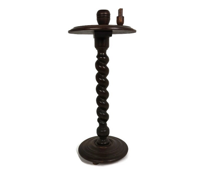 Hand Carved Ornate Wood Barley Twist Pedestal Smokers Side Plant Stand ...