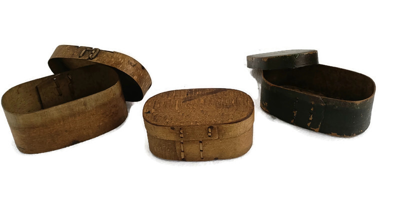 Set Of Three Small Antique Wooden Cheese Boxes Bent Wood Primitive Htf ...