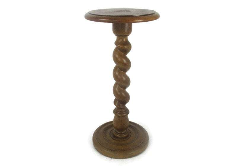 Large Hand Carved Wood Barley Twist Side Display Wine Table Pedestal ...