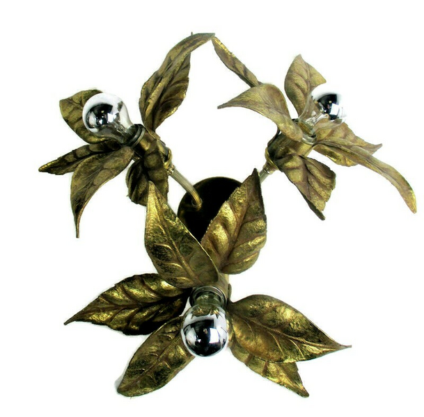 Willy Daro Design Wall Ceiling Sconce Light Modernist Gold Leafs ...