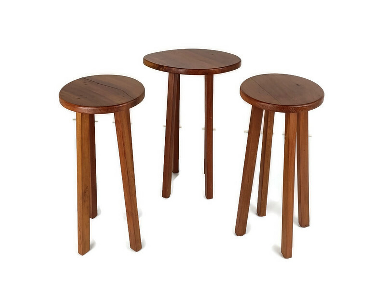 Set Of 3 Vintage Pedestal Hand Carved Wood Plant Stands Side Tables ...