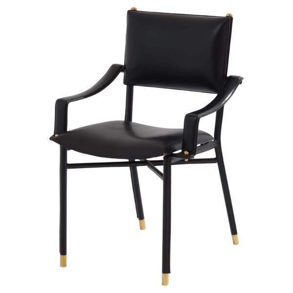Jacques Adnet Saddle Stitched Leather Brass Desk Chair 1950 | Jacques ...
