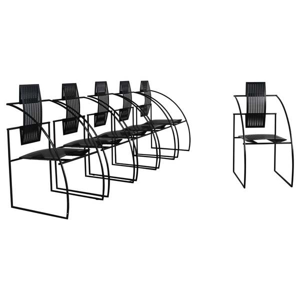 Mario Botta Set Of Six 605 Quinta Chairs In Black Lacquered Steel By ...