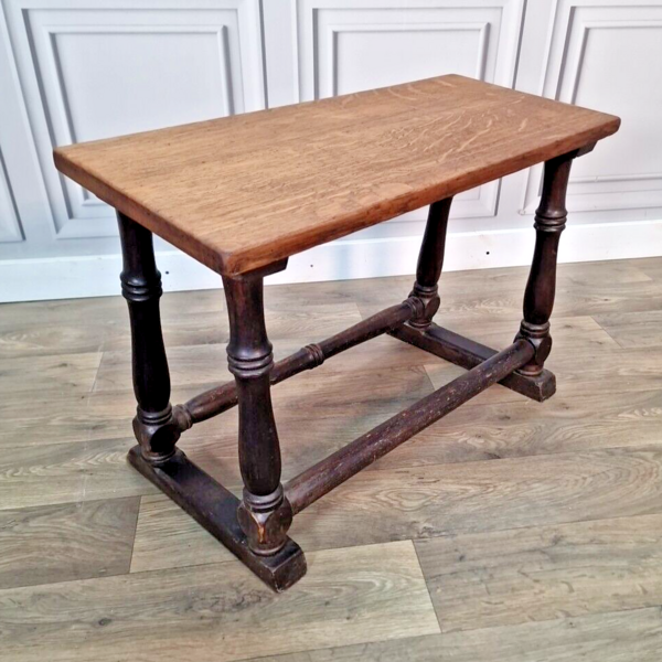 Antique Sloped Oak Turned Wooden Slanted Hall Side Prayer Table Joint ...