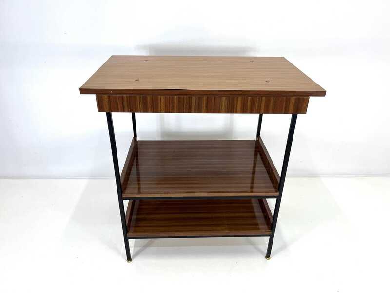 Mid Century Modern Vintage Tv Stand With Shelves / Retro Wood And Metal ...
