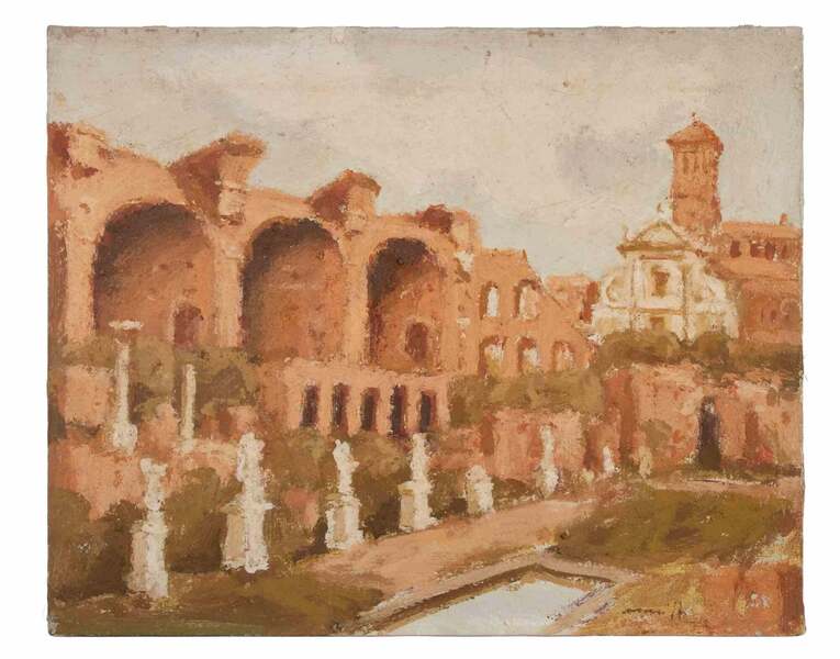 Franco Marzilliroman Ruins Oil Painting By Franco Marzilli 1970s1970s ...