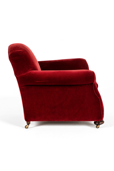 Deep Victorian Red Velvet Armchair | Vinterior