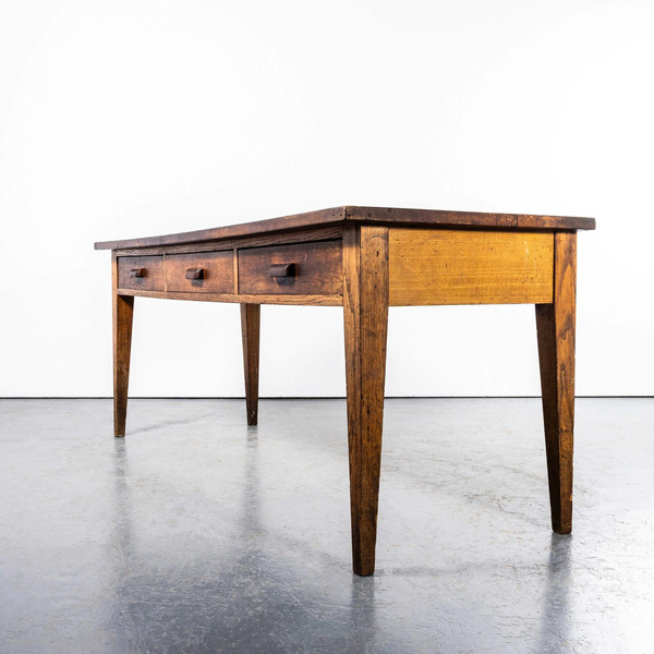 1950’s Solid Oak Three Drawer French School Laboratory Dining Table ...