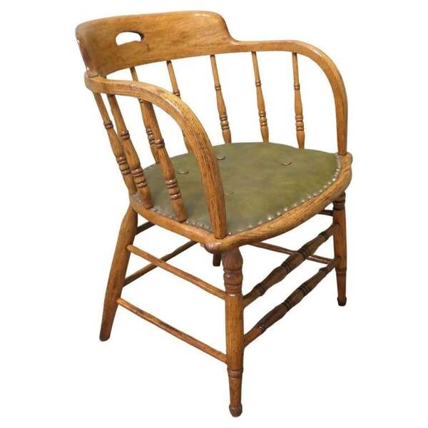 Golden Oak Smokers Bow Office Or Desk Chair | Vinterior