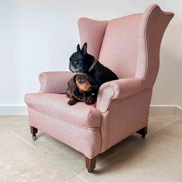 Antique Wingback Pink Armchair | Vinterior