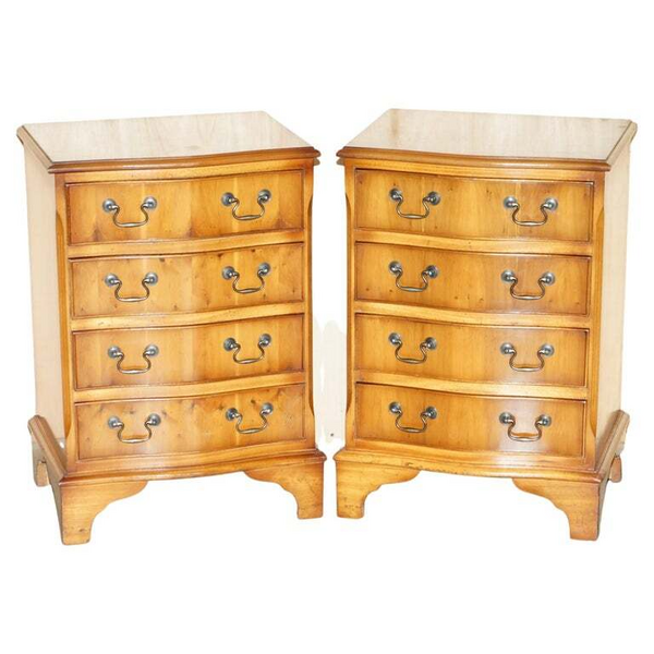 Lovely Vintage Pair Of Burr & Burl Yew Wood Side Table Sized Chest Of ...