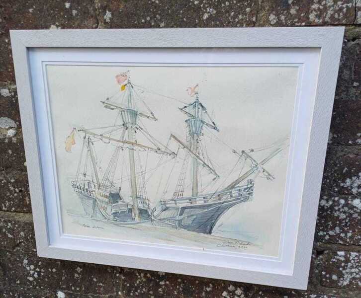 Original Nautical Ship Watercolour, “Nao Victoria” Chatham, Signed ...