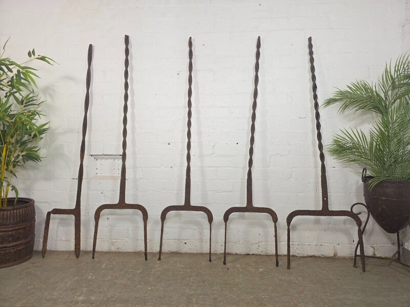 Set Antique 19th Century Wrought Iron Blacksmith Made Twisted Estate ...