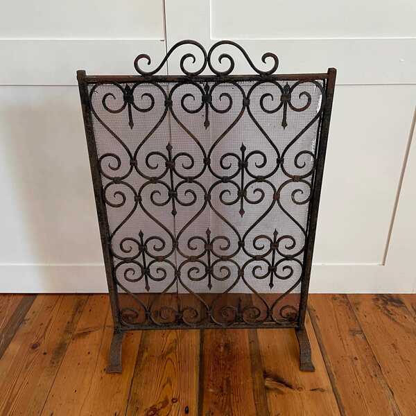 Antique Fireguard Fireplace Screen Metal Cast Iron Black Vintage Fire ...