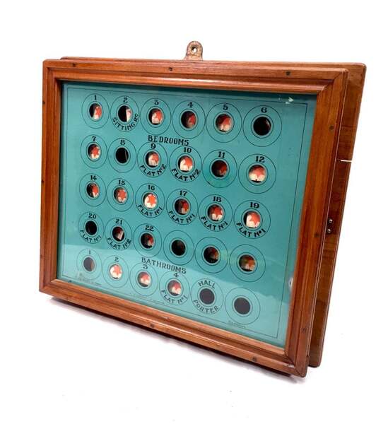 Antique Large Oak Framed Servants Bell Board / Butlers Indicator ...