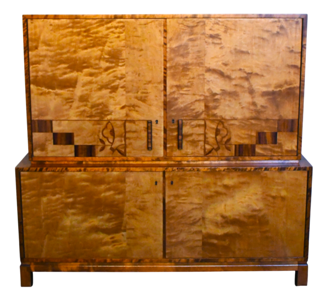 Swedish Grace Flamed Birch And Maccasar Intarsia Cabinet Attributed To ...