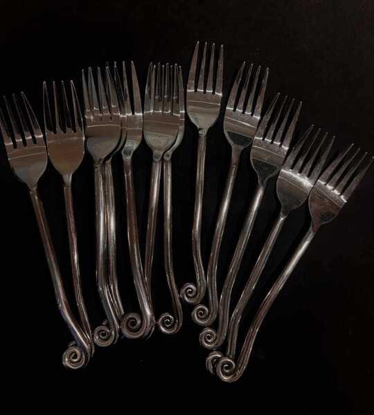 Set 12 Dinner Forks Spiral Flatware Swirl Twist Cutlery French Twisted ...