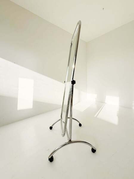 Adjustable Floor Mirror With Chromed Steel Frame, Italy, 1970s. | Vinterior