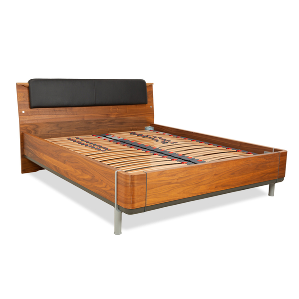 Hülsta Wooden Bed Brown Leather 160x200 Cm | Vinterior