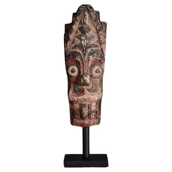 Traditional Batak Painted Wooden Mask – Tribal Art From Sumatra | Vinterior
