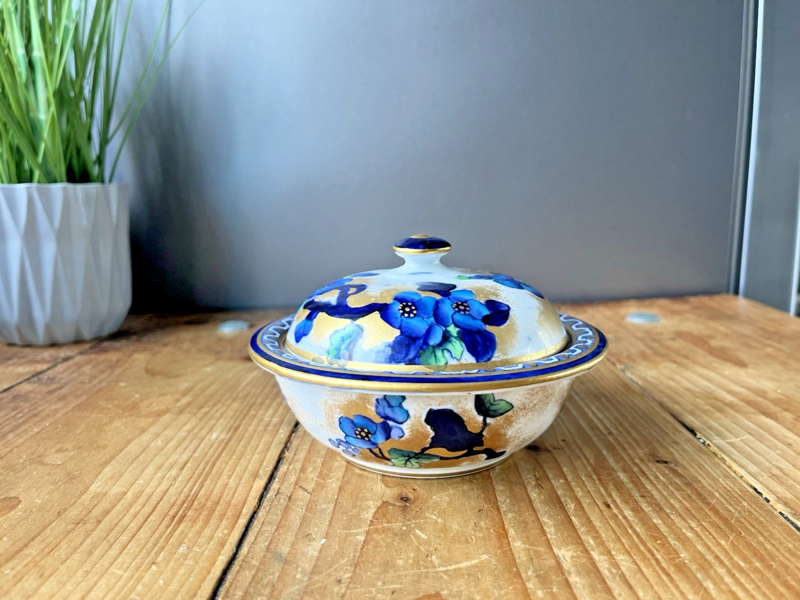 Stunning Rare C1920's Losol Ware Lidded Soap Dish Blue Floral Gilt ...