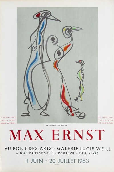 Max Ernst Poster Poster Poster Expo 1963 Galerie Lucie Weill (State B ...