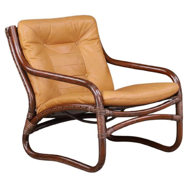 “Ecco” Easy Chair By Slettvoll In Cognac Leather And Rattan, Norway ...