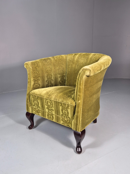 Vintage Art Deco Danish Tub Chair Green Moquette 1940s Eb10775 Vclo ...