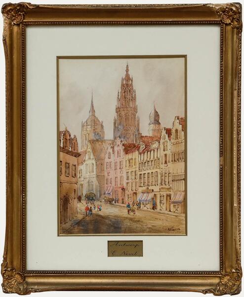 Edward Nevil (Fl.1880 1900) Late 19th Century Watercolour, Antwerp ...