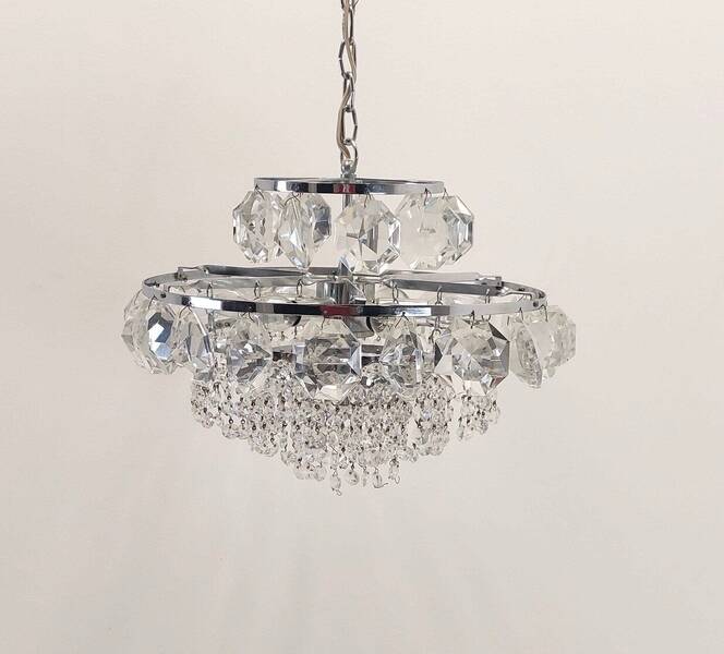 Bohemian Mid Century Vintage Crystal Chandelier / Art Deco / Retro 80s ...