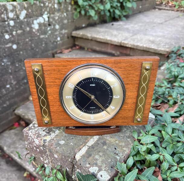 Authentic Working 1970s Metamec Quartz Mantel Clock Teak And Brass ...