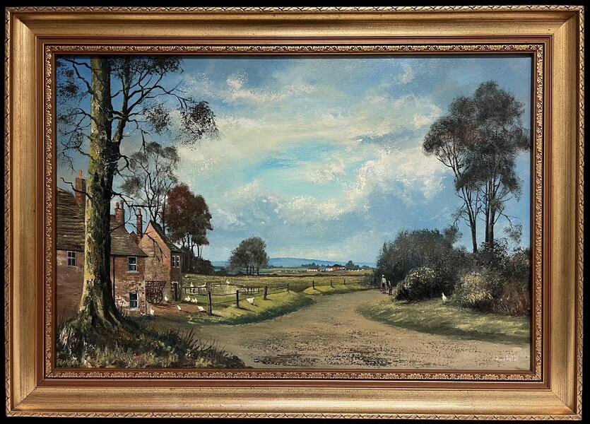 Nigel Hallard (1936 2020)large Traditional English Oil Rural Farm ...