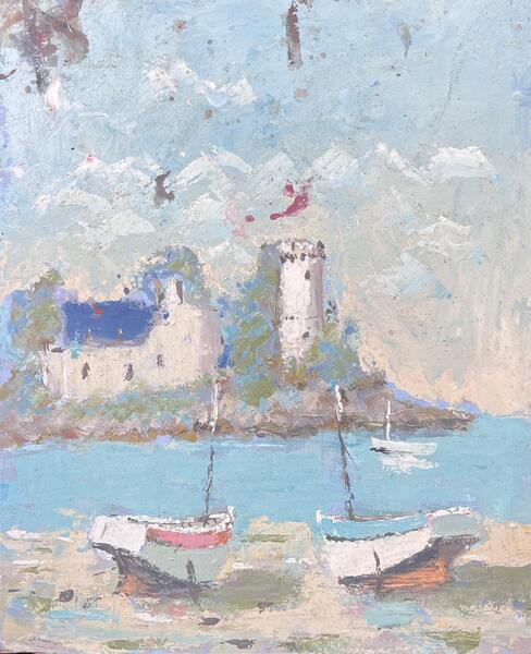 Fanch Lelpair Of Docked Fishing Boats In Empty Beach Bay French ...