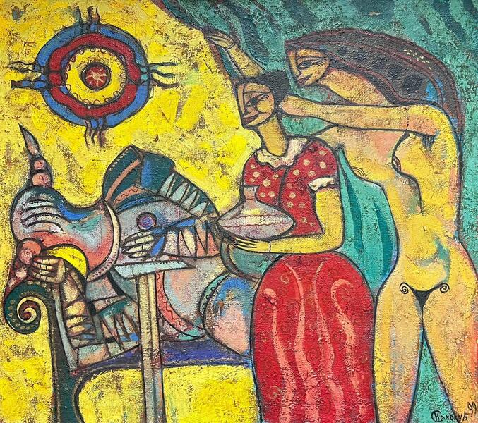 European Artisthuge Contemporary Painting Abstract Mythical Figures In ...