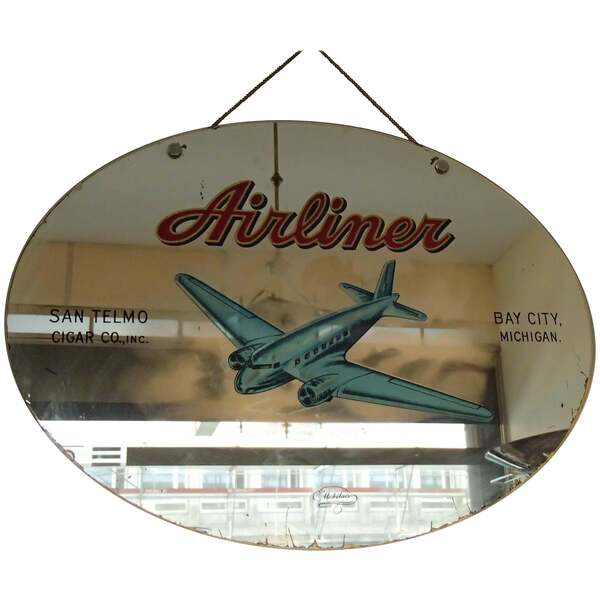 Midcentury Advertising Mirror "Airliner" San Telmo Cigar Co Bay City ...