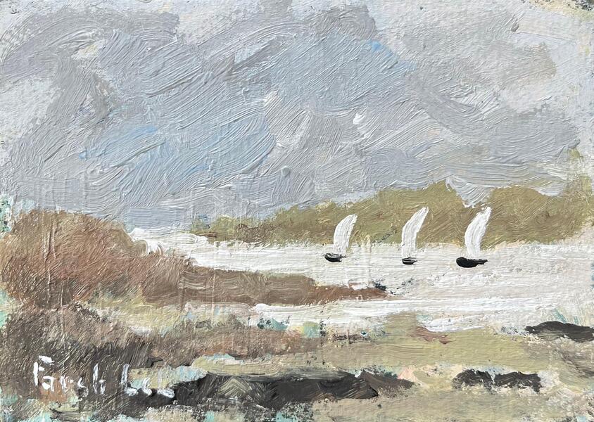 French Impressionist Oil Painting Of Sailboats In Regatta At Saint ...